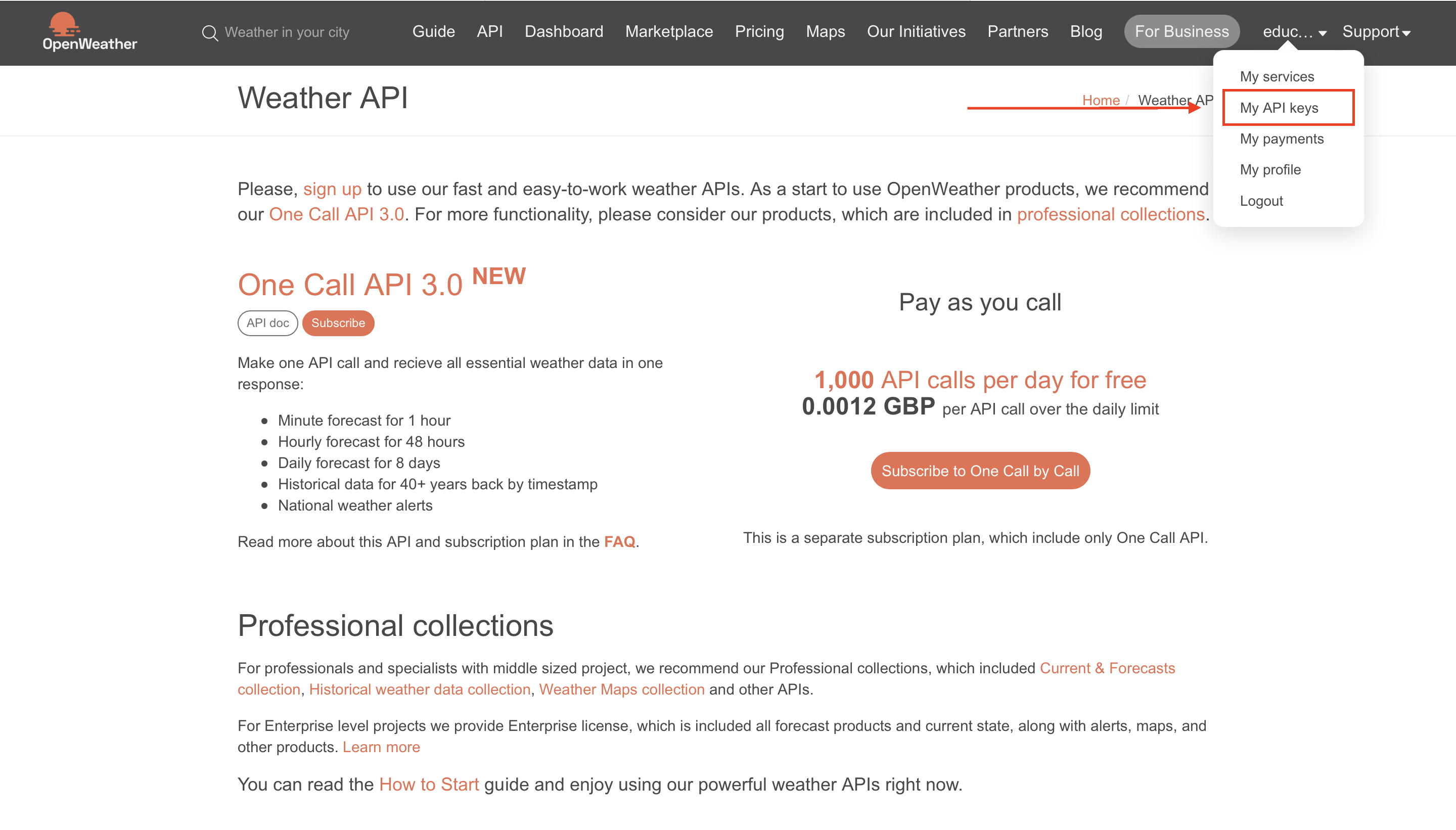 How to get the OpenWeather API key How to get the OpenWeather API key