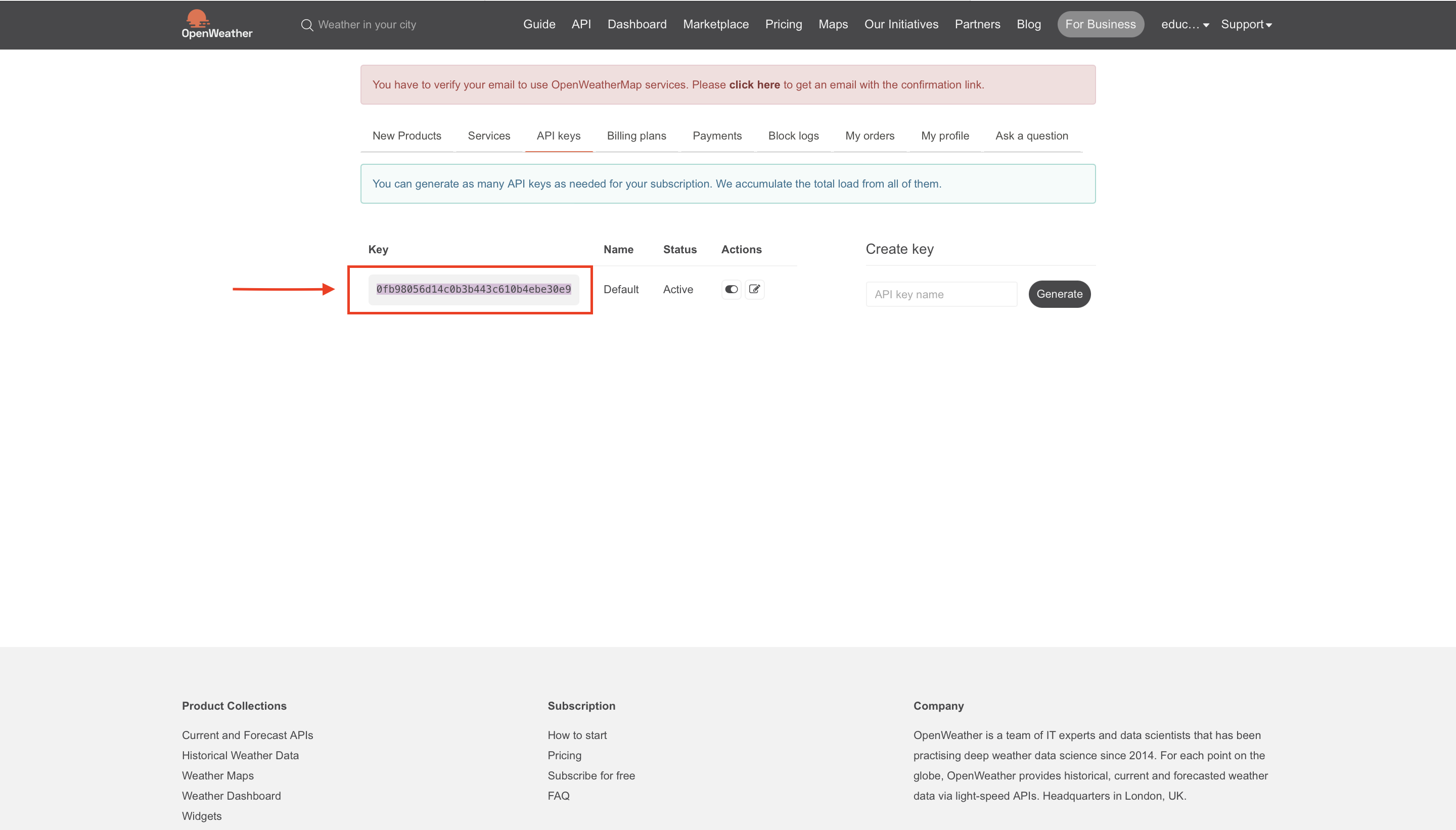 How to get the OpenWeather API key How to get the OpenWeather API key