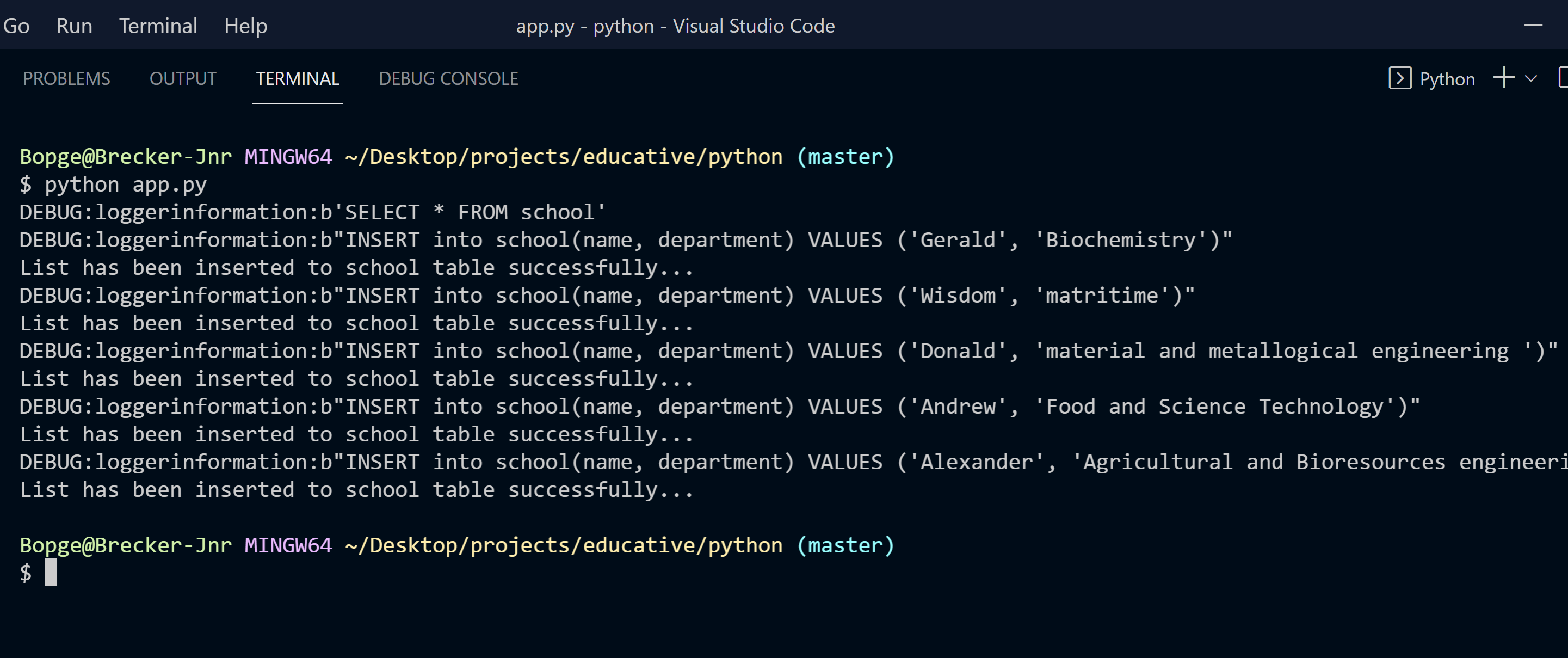How to Log queries in PostgreSQL using Python
