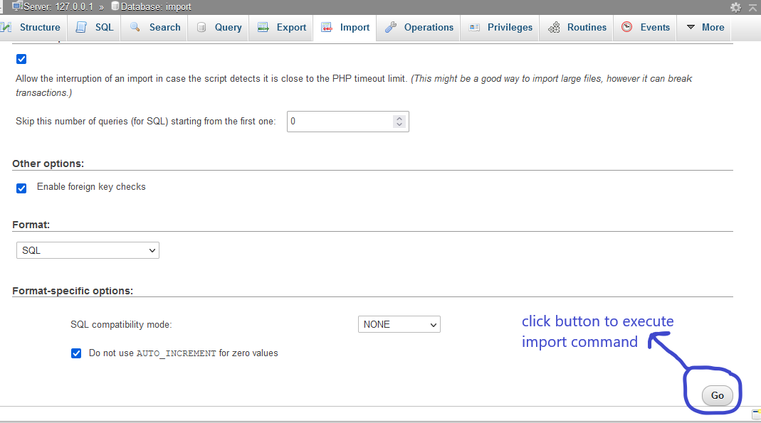 How to import and export databases in phpMyAdmin