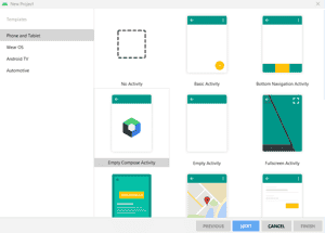 How to create a new Jetpack Compose project in Android Studio