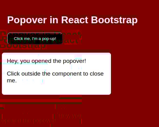 How to dismiss a React-Bootstrap popover on click outside How to dismiss a React-Bootstrap popover on click outside