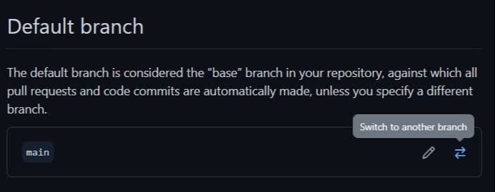 How to set a default branch in GitHub