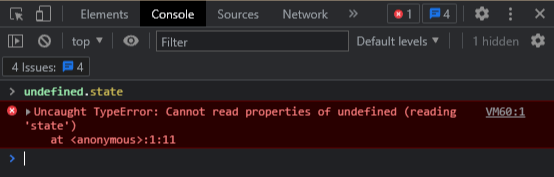 What is "TypeError: Cannot read property 'state' of undefined"?