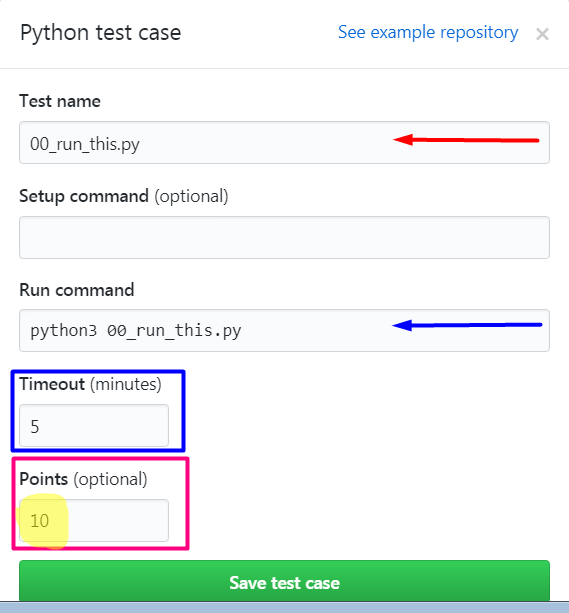 What are GitHub classroom auto-grading test cases?